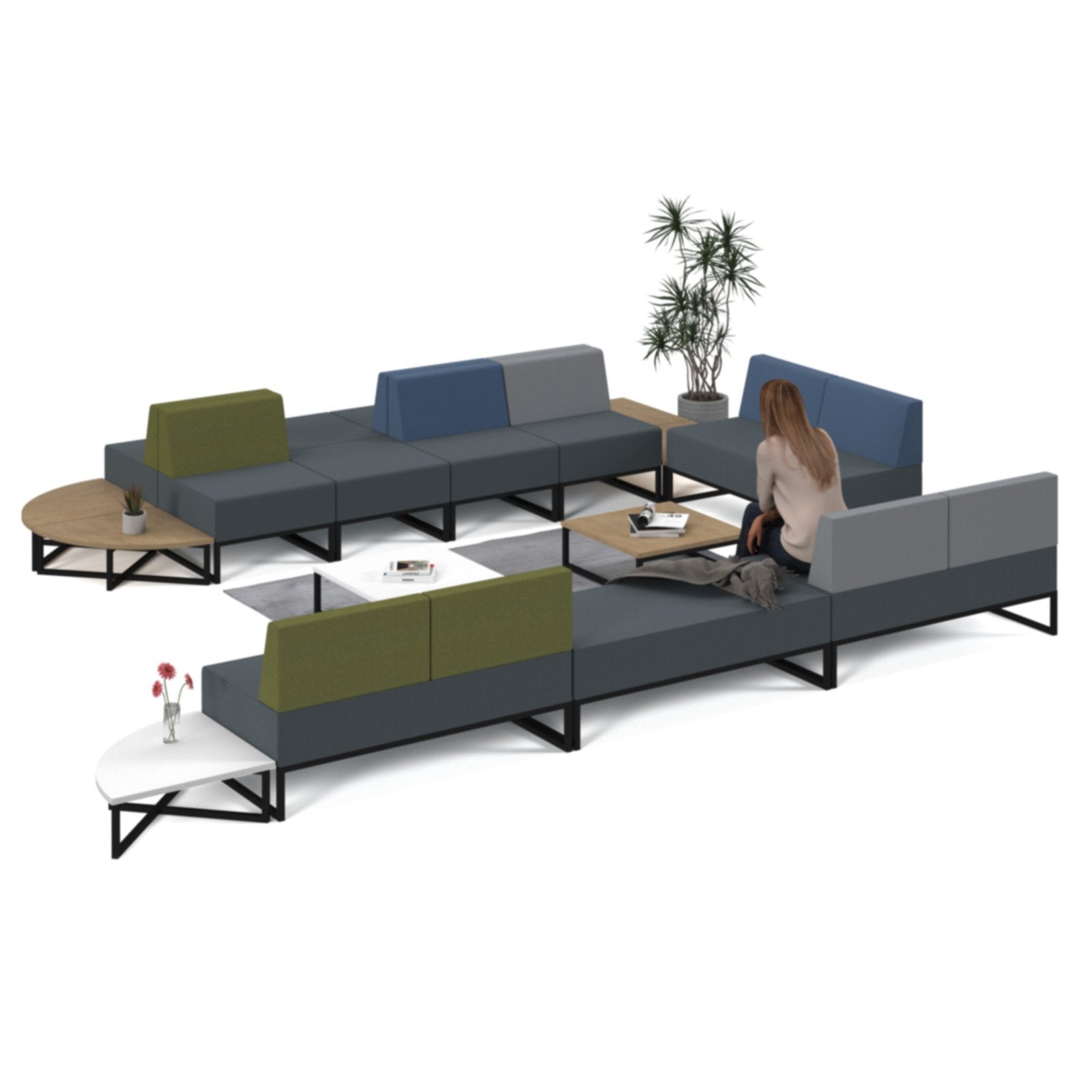 Nera modular double seat with back – OFFICE FURNITURE CLEARANCE